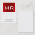 Chubby Monogram Red White Minimalist Business Card | Zazzle