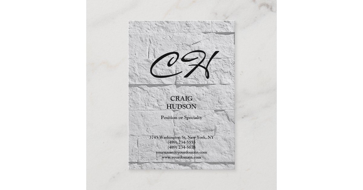 Chubby Monogram Wall Brick Design Business Card | Zazzle