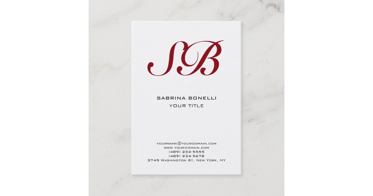 Chubby Monogram White Red Cute Business Card | Zazzle