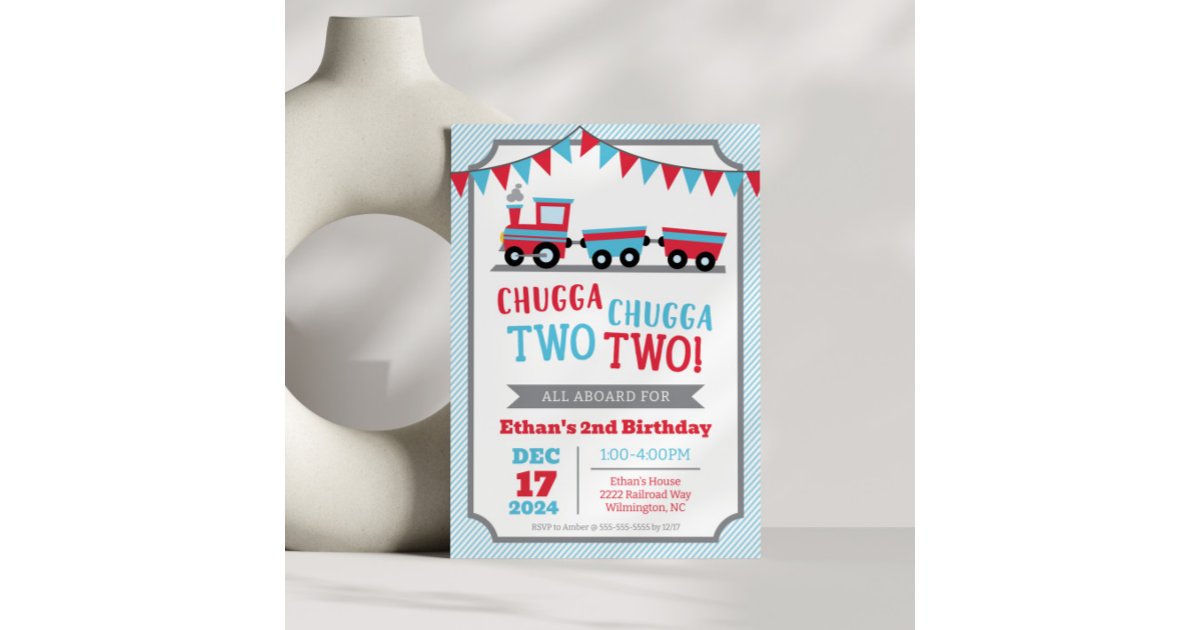 Chugga Chugga Two Two 2nd Birthday Invitation | Zazzle