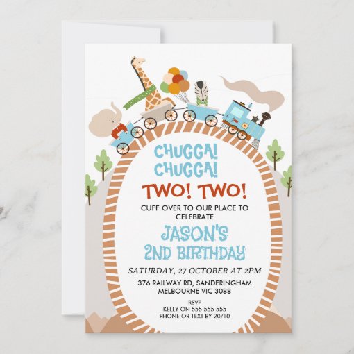 Chugga Chugga Two Two Train 2nd Birthday Invitation | Zazzle