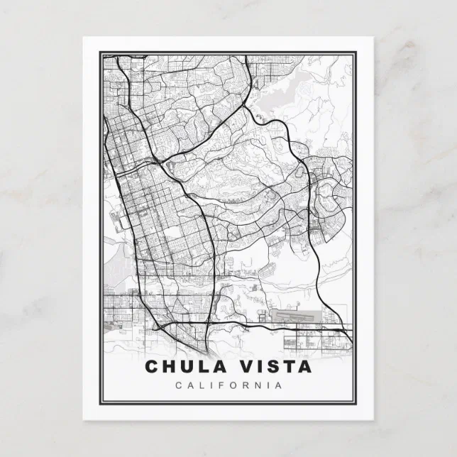 Chula Vista Map Postcard | Zazzle