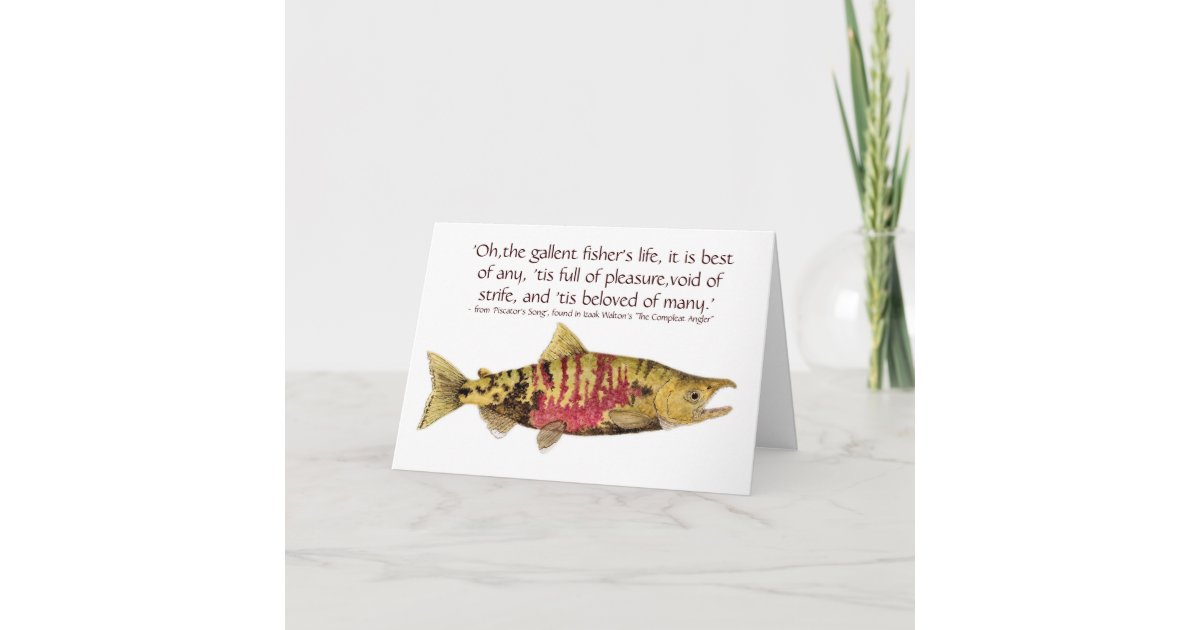Chum Salmon card with fishing quote | Zazzle