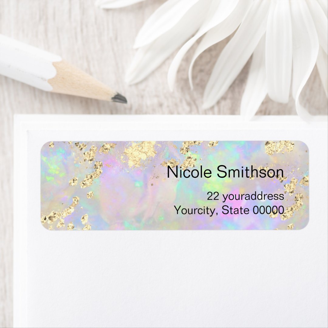 chunky glitter opal background labels | Zazzle