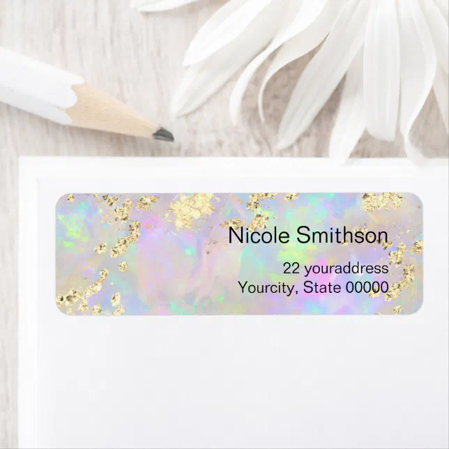 chunky glitter opal background labels | Zazzle