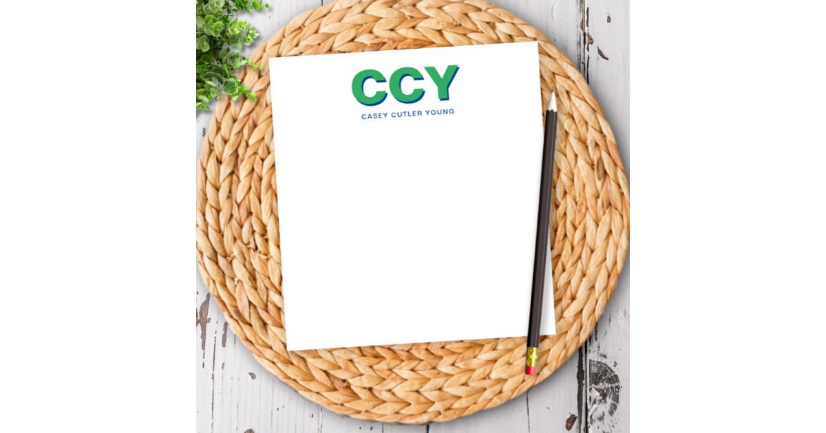 Chunky Initials Green and Blue Personalized Notepad | Zazzle