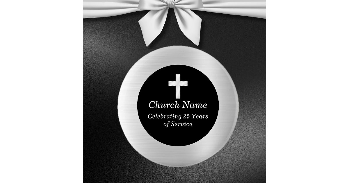 Church 25th Anniversary Black and Silver Keepsake Button | Zazzle