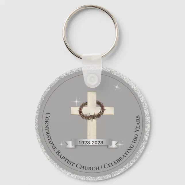 Church Anniversary Souvenir Party Favors Silver Keychain | Zazzle