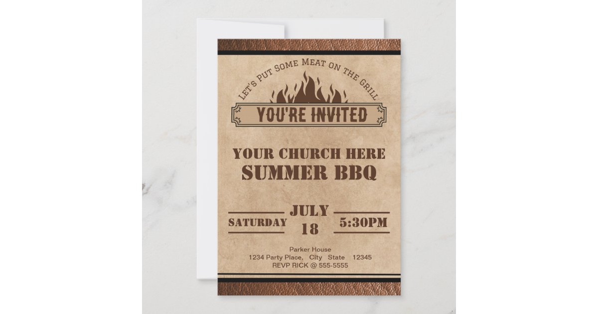 Church BBQ Invitation, Summer Cookout, Potluck Invitation | Zazzle