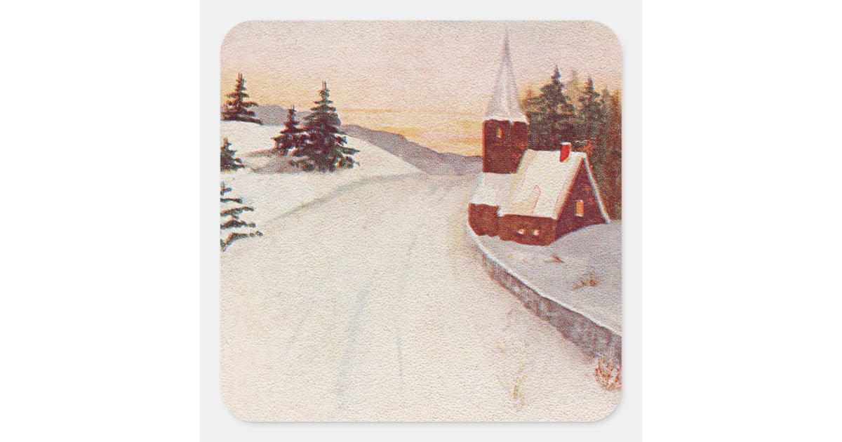 Church Christian Snow Winter Square Sticker | Zazzle