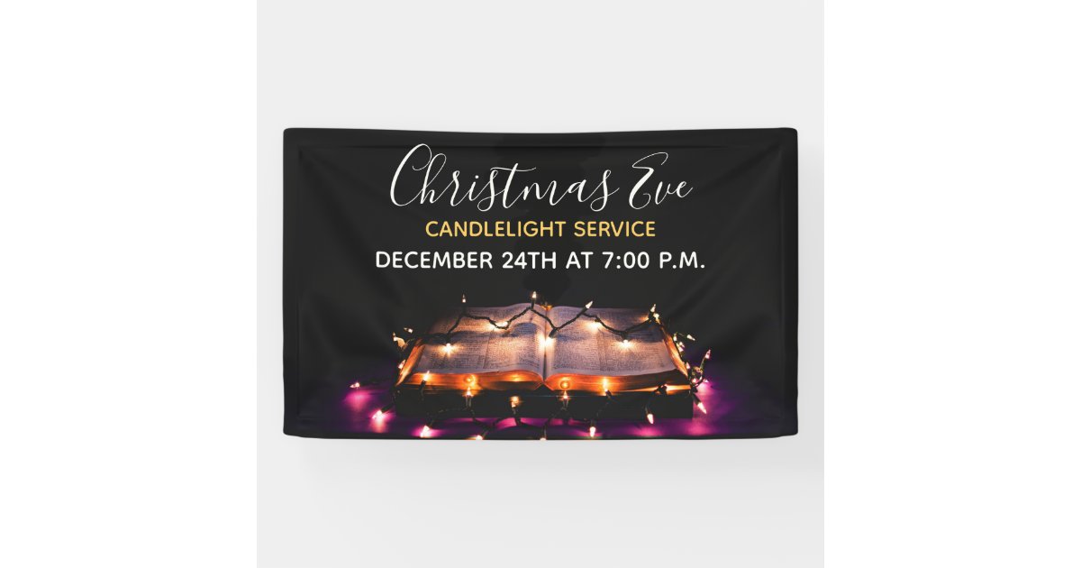 Church Christmas Eve Candlelight Service Banner | Zazzle