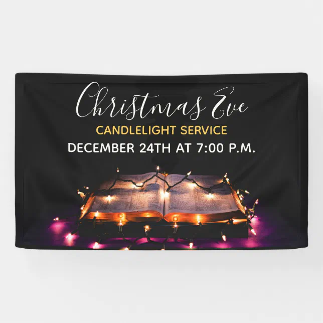 Church Christmas Eve Candlelight Service Banner | Zazzle