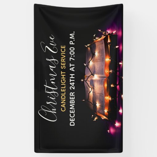 Church Christmas Eve Candlelight Service Banner | Zazzle