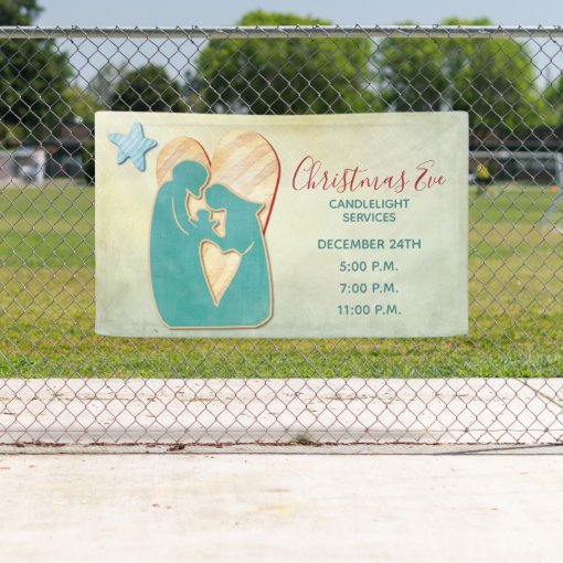 Church Christmas Eve Modern Candlelight Service Banner | Zazzle