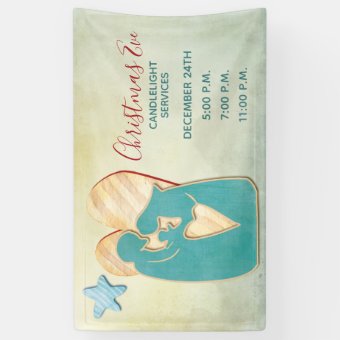 Church Christmas Eve Modern Candlelight Service Banner | Zazzle
