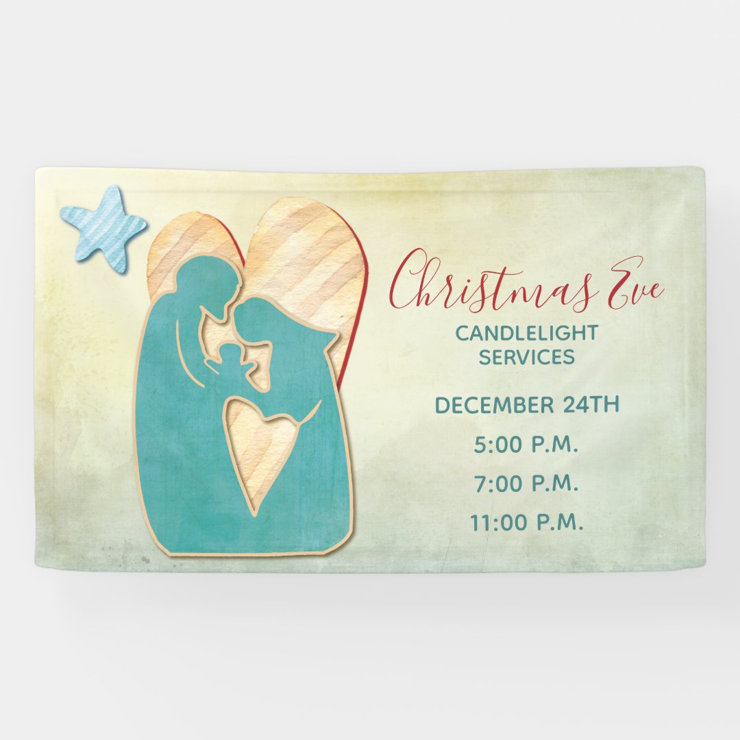 Church Christmas Eve Modern Candlelight Service Banner | Zazzle