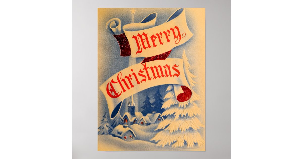 Church Christmas Vintage Poster | Zazzle