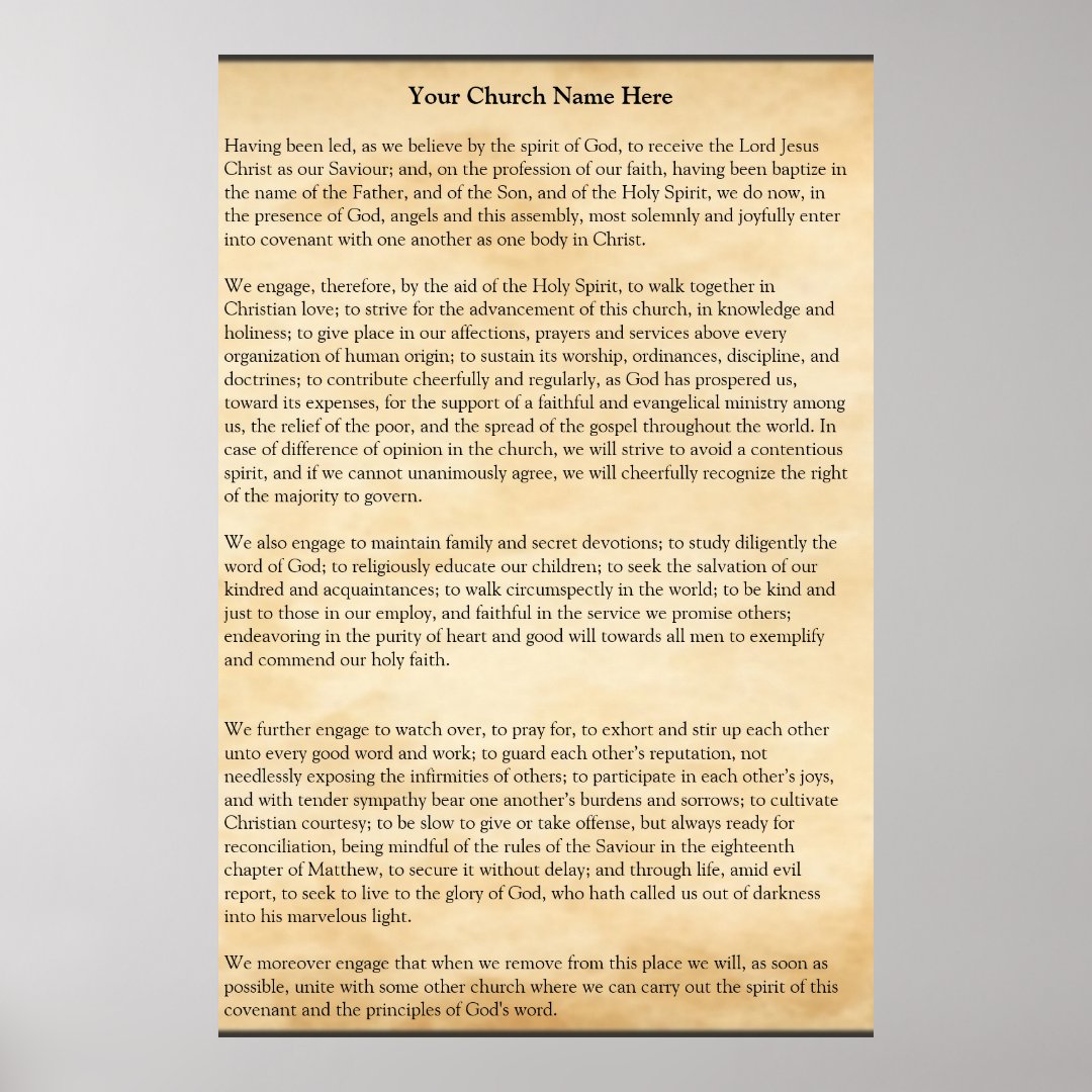 Church Covenant Poster | Zazzle
