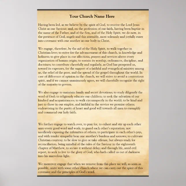 Church Covenant Poster | Zazzle
