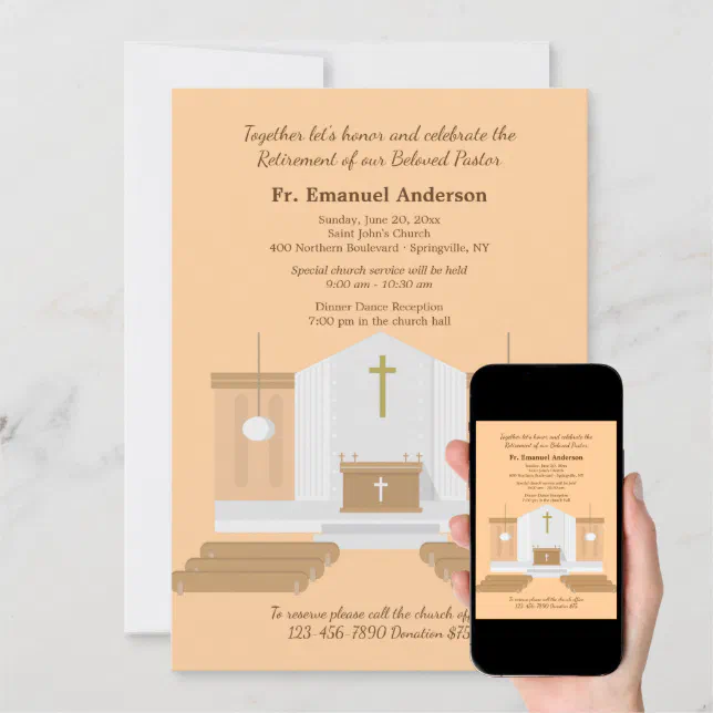 Church Interior Retirement Party Invitation | Zazzle