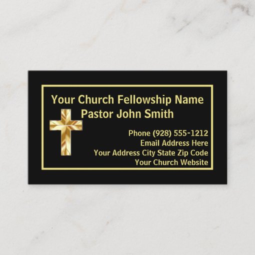 Church Pastor Classy Black Business Cards | Zazzle