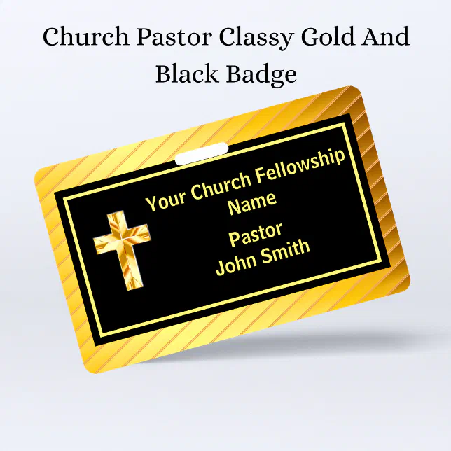 Church Pastor Classy Gold And Black Badge | Zazzle
