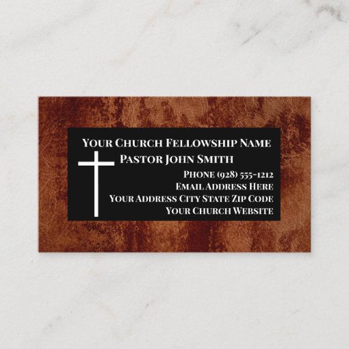 Church Pastor RUSTIC Leather Christian Business Card | Zazzle