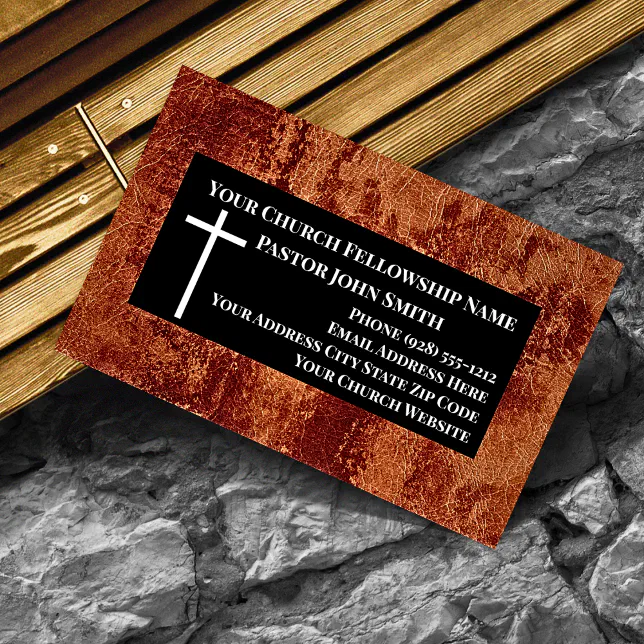 Church Pastor RUSTIC Leather Christian Business Card | Zazzle