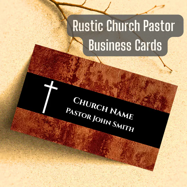Church Pastor RUSTIC Leather Christian Business Card | Zazzle
