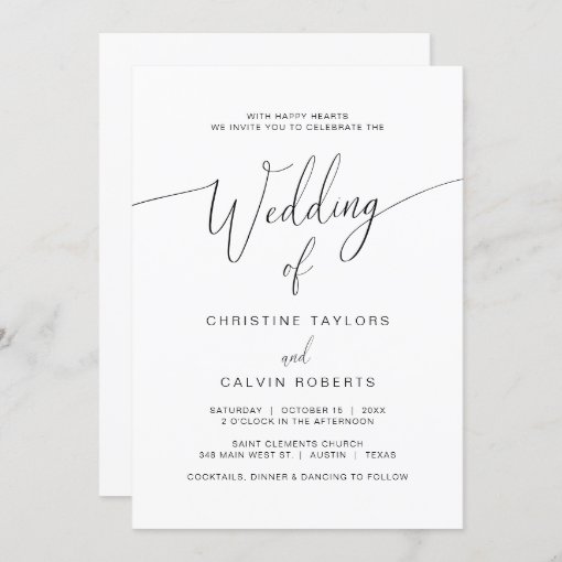 Church Wedding Ceremony Celebration, Modern Script Invitation | Zazzle