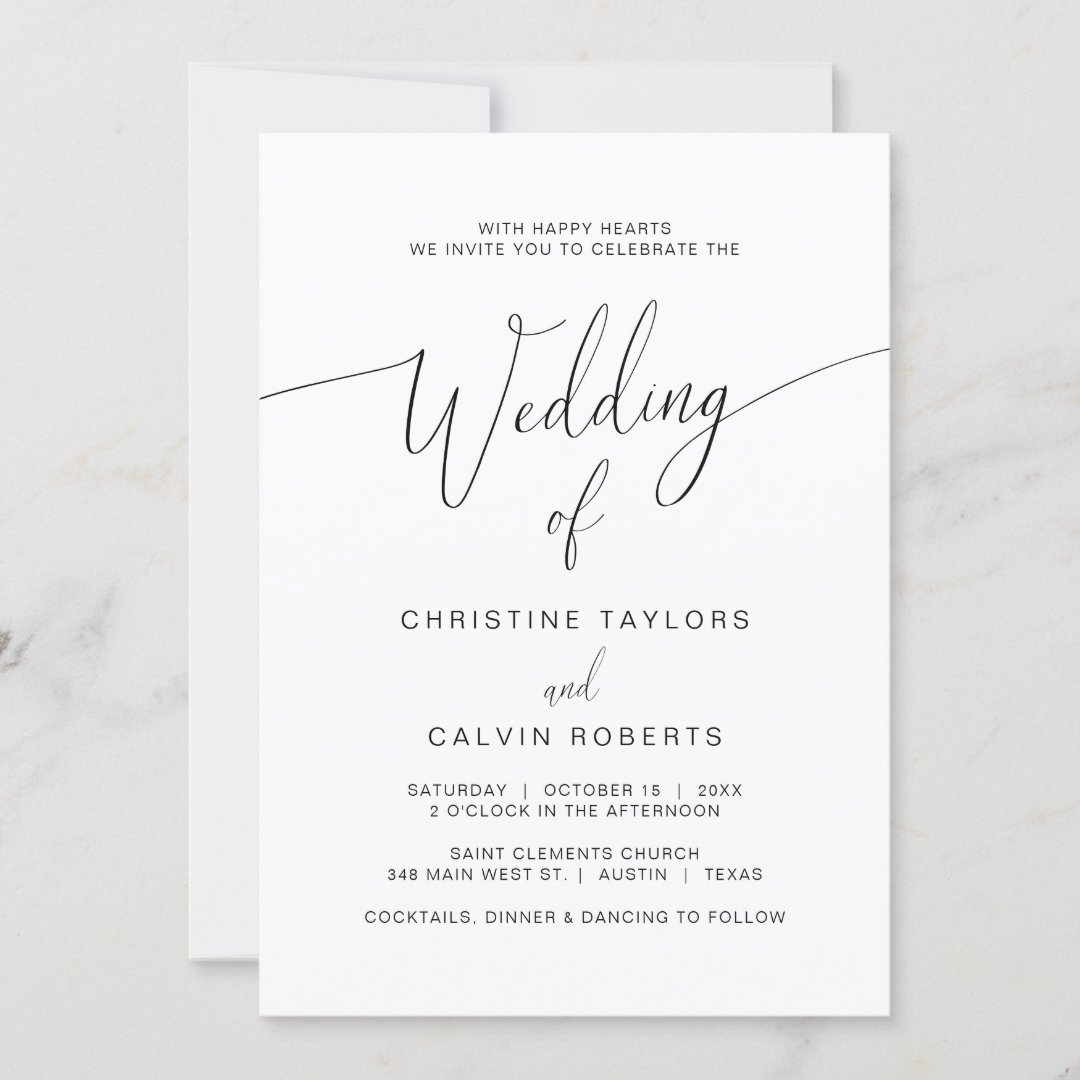Church Wedding Ceremony Celebration, Modern Script Invitation | Zazzle