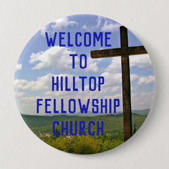 Church Welcome Pin Wooden Cross Custom Text | Zazzle