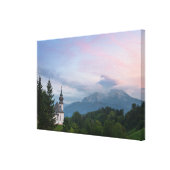 Church with Alps mountains at sunset Canvas Print | Zazzle