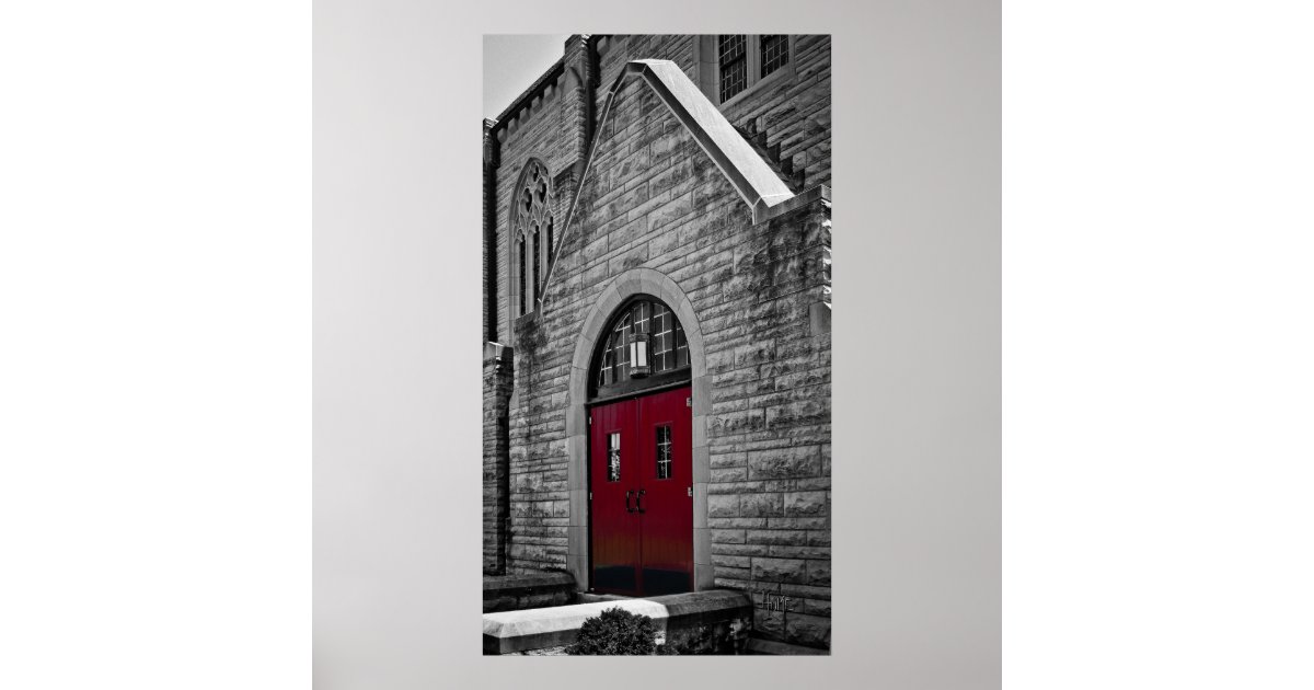 Church with Red Doors Poster | Zazzle