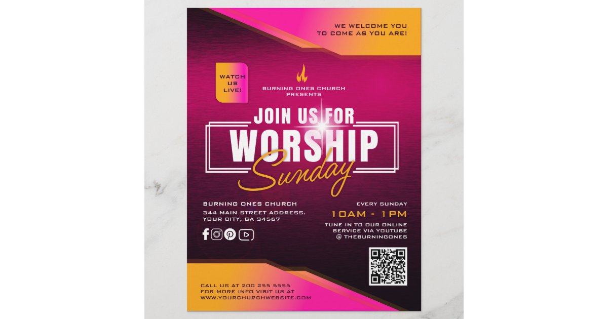 Church Worship Sunday Marketing Advertisement Flyer | Zazzle