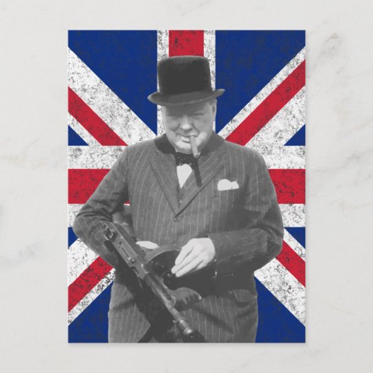 Churchill Posing With The British Flag Postcard | Zazzle.com