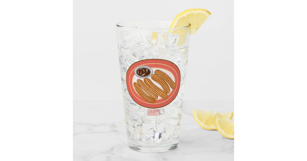 Churro cartoon illustration glass | Zazzle