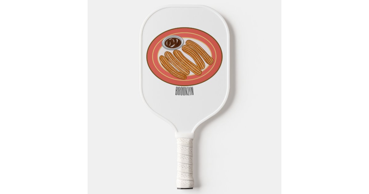 Churro cartoon illustration pickleball paddle | Zazzle