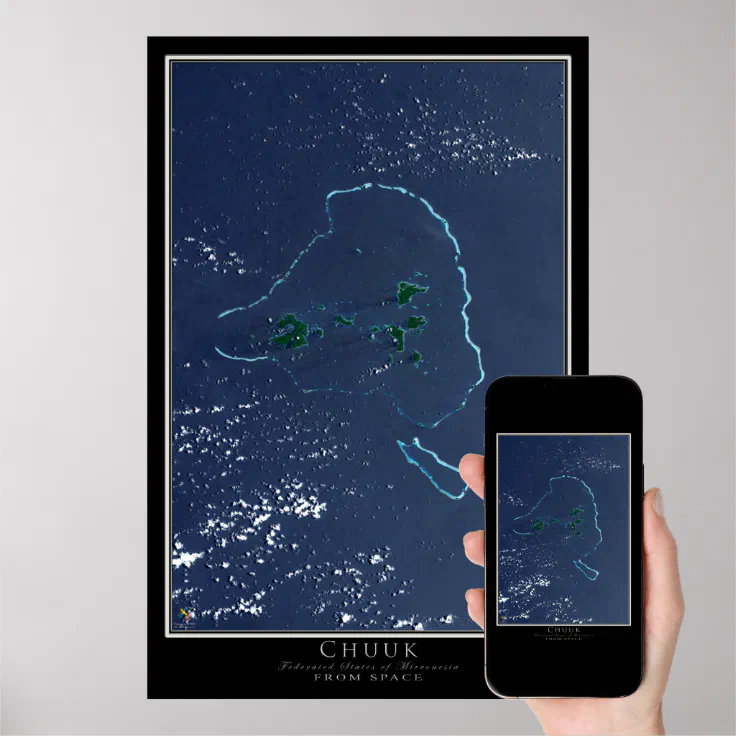 Chuuk Truk Lagoon Micronesia Satellite Map Poster | Zazzle