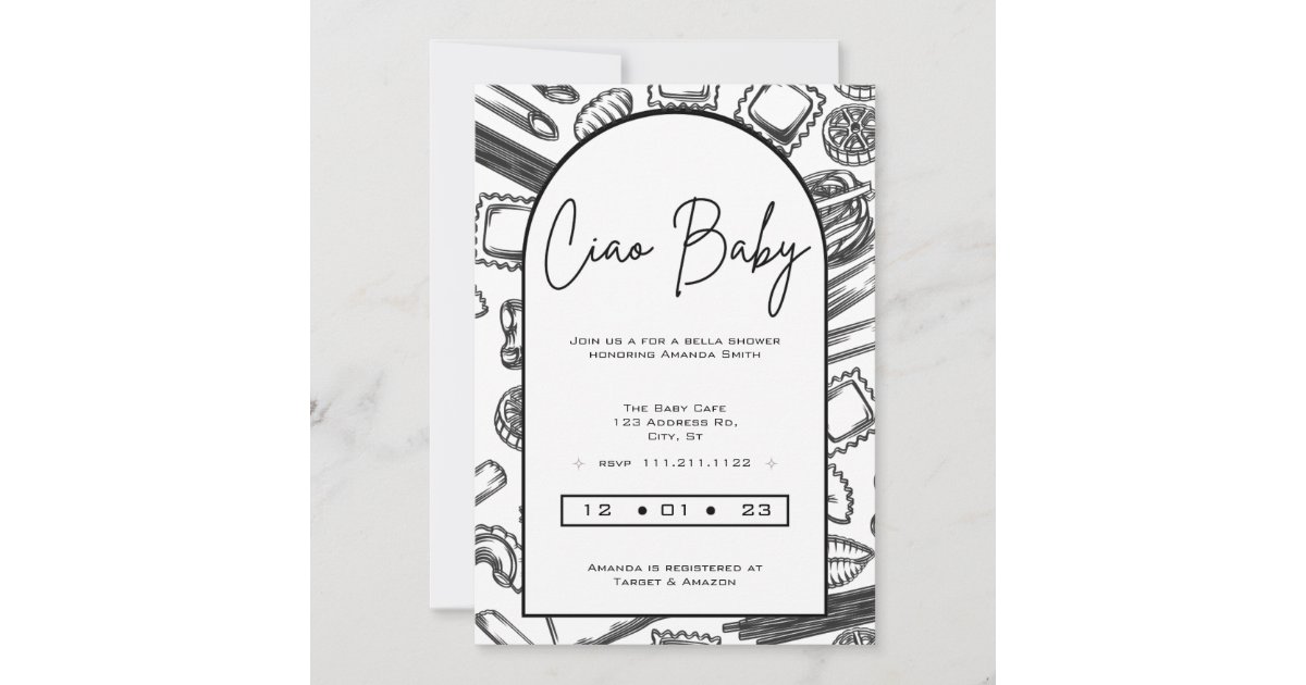"Ciao Baby" Cooking up a baby Italian Pasta Invitation | Zazzle