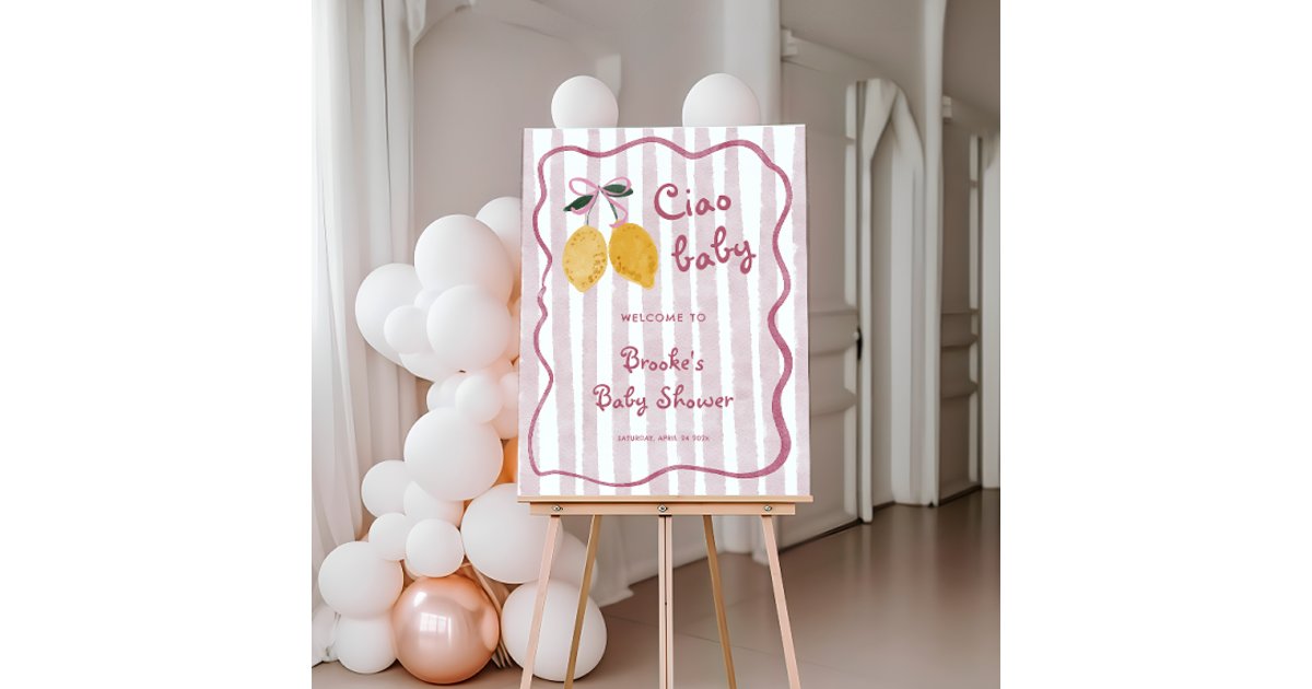 Ciao Baby Girl Baby Shower Welcome Sign | Zazzle