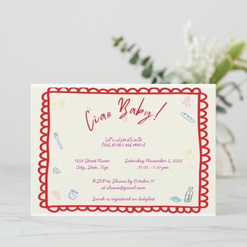 Ciao Baby Italian Themed Shower Invitation | Zazzle