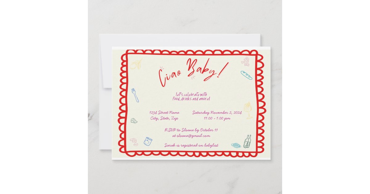 Ciao Baby Italian Themed Shower Invitation | Zazzle