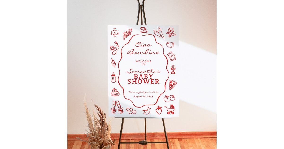 Ciao Bambino Italian Baby Shower Welcome Sign | Zazzle
