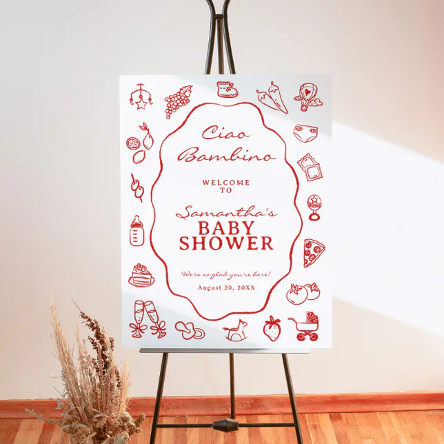Ciao Bambino Italian Baby Shower Welcome Sign | Zazzle