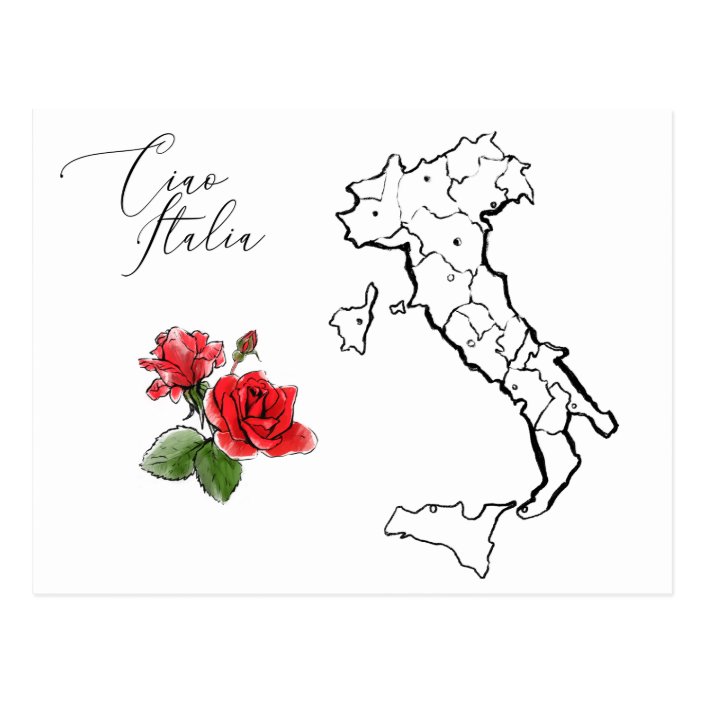 Ciao Italia Italian Language Map of Italy Postcard | Zazzle.com