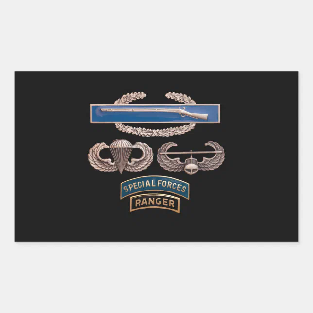 CIB Airborne Air Assault SF Ranger Rectangular Sticker | Zazzle