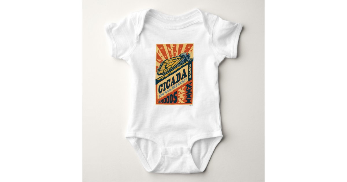 Cicada Invasion 2024 Letter Press Baby Bodysuit | Zazzle