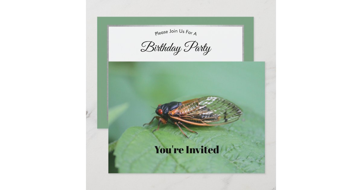 Cicada Photo Birthday Invitation | Zazzle