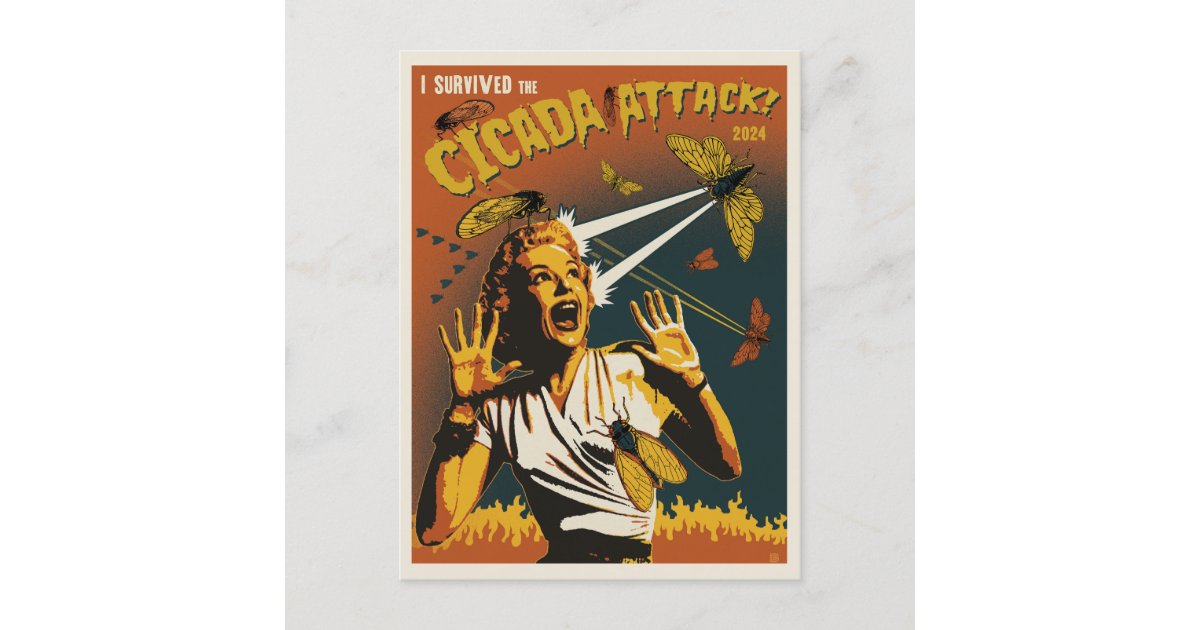 Cicada Screaming Lady 2024 Postcard | Zazzle